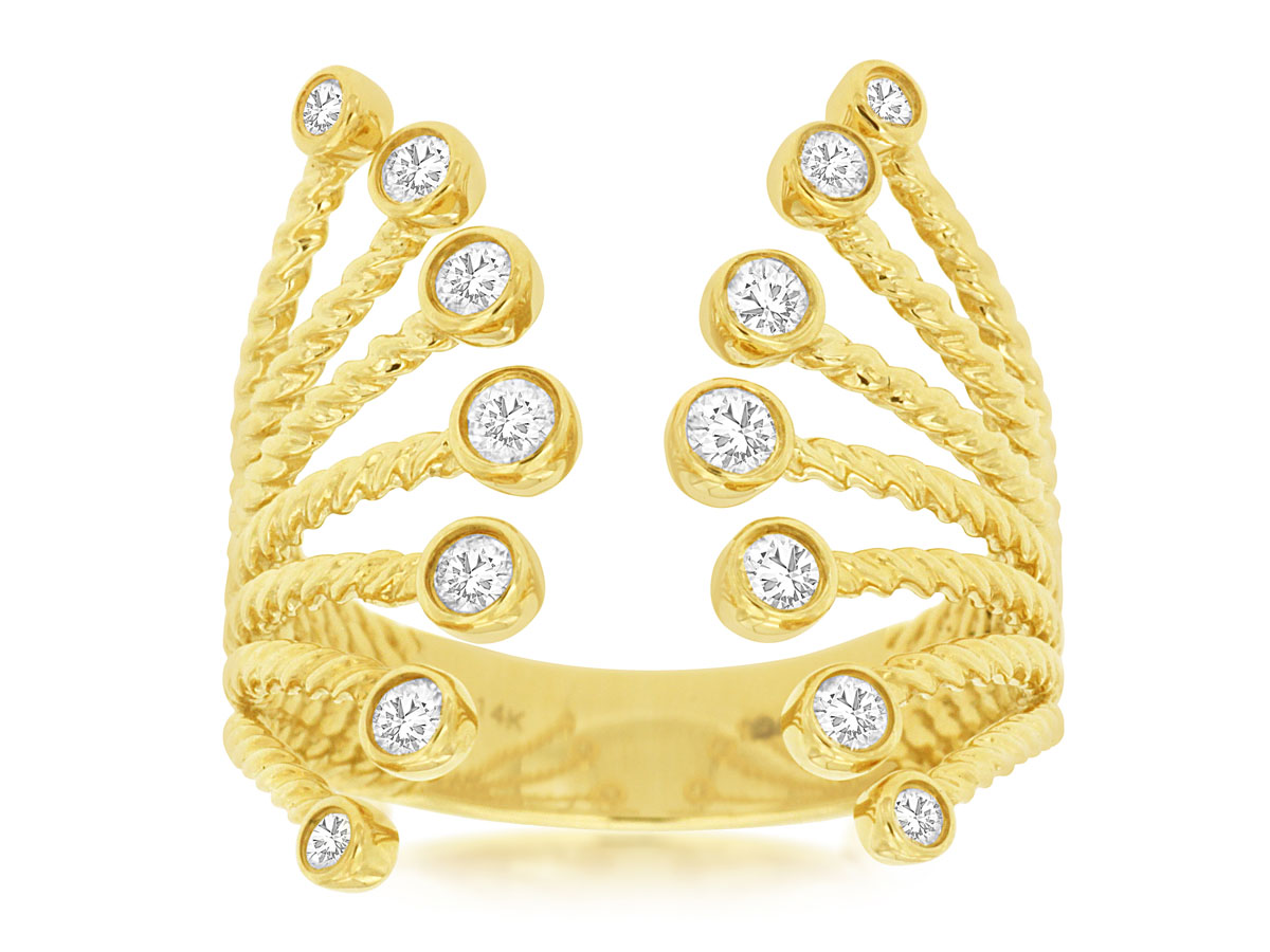 YELLOW GOLD DIAMOND FREE FORM RING - Nelson's Jewelers