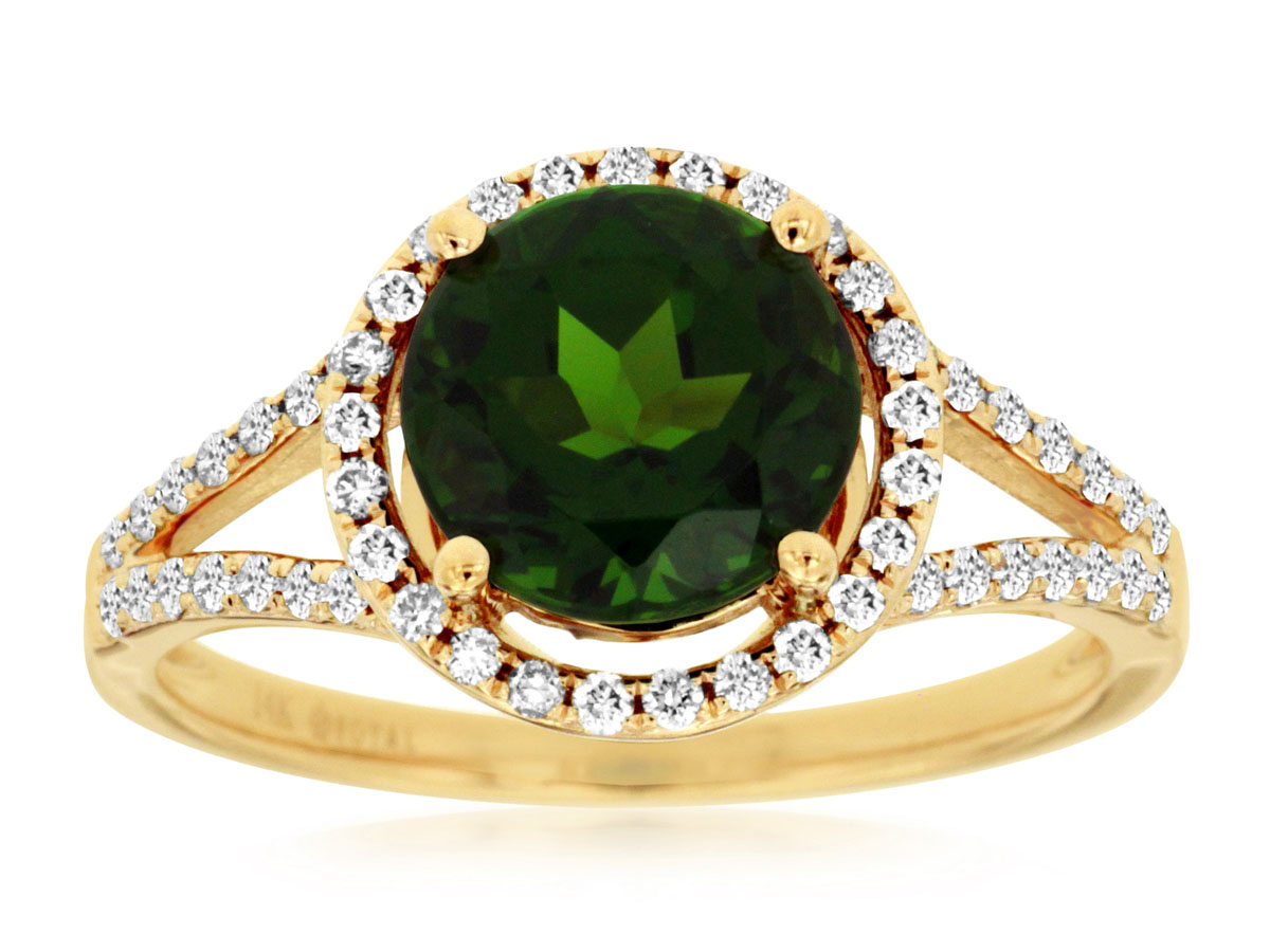 DIAMOND AND RUSSALITE YELLOW GOLD RING - Nelson's Jewelers