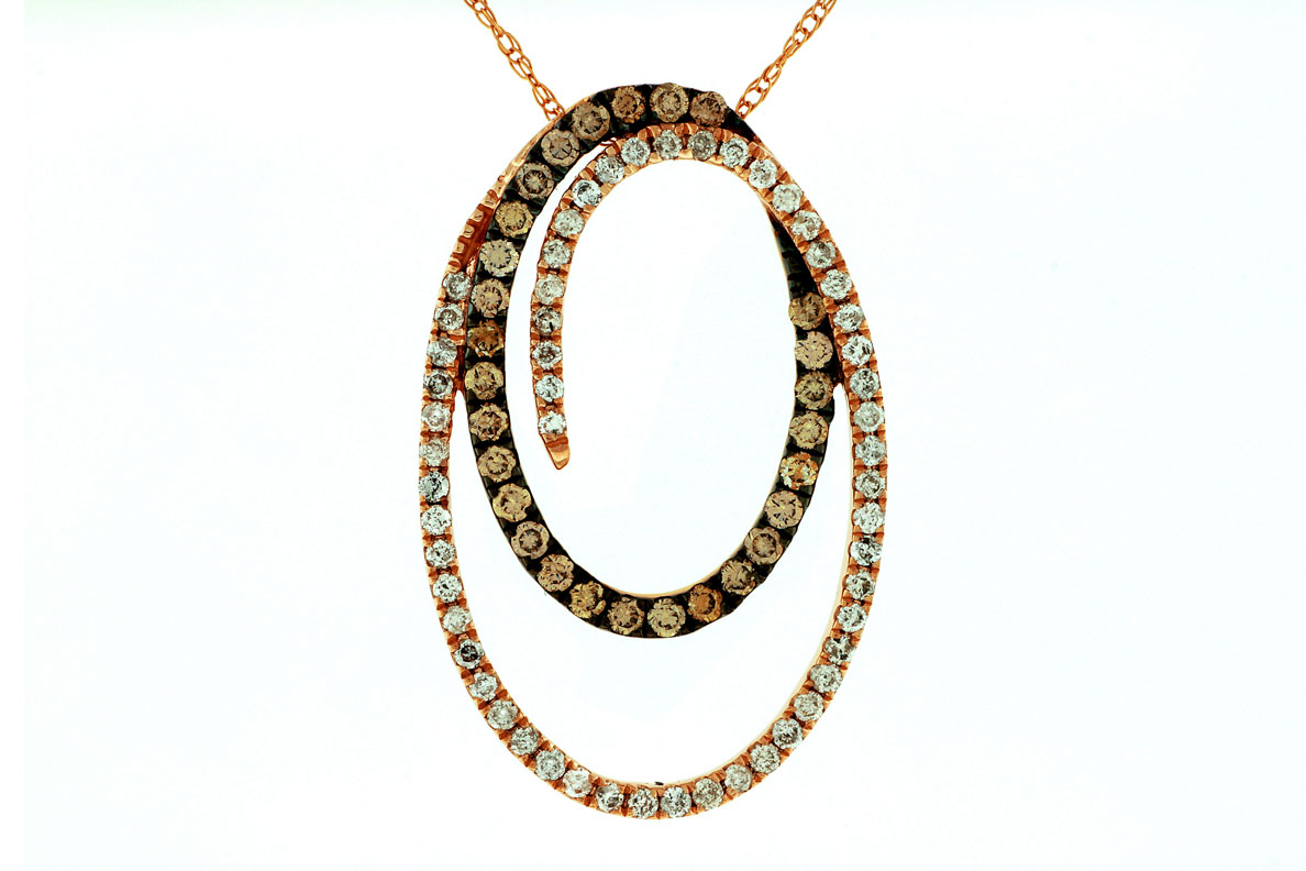 WHITE AND MOCHA DIAMOND ROSE GOLD PENDANT - Nelson's Jewelers