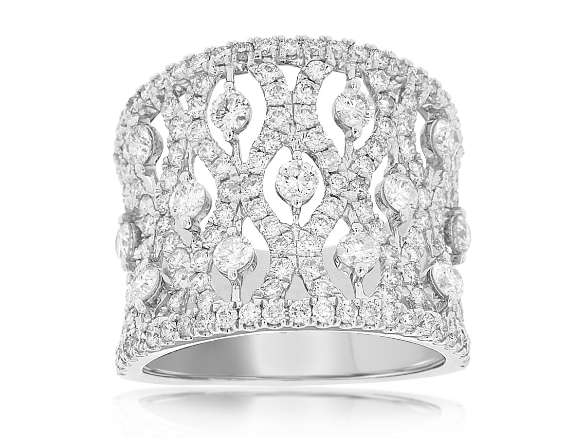 WHITE GOLD DIAMOND WIDE FREE FORM RING - Nelson's Jewelers